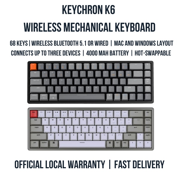 Keychron K6 Wireless Mechanical Keyboard | Shopee Singapore
