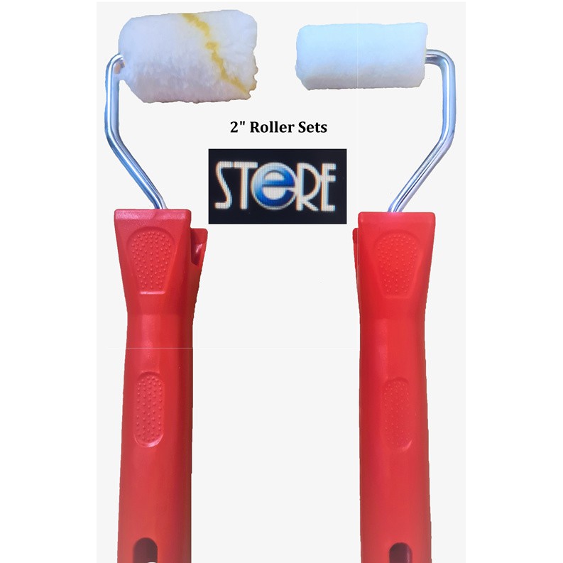 2 Inch Paint Roller Set Yellow Stripe / Morhair With handle And Refill ...