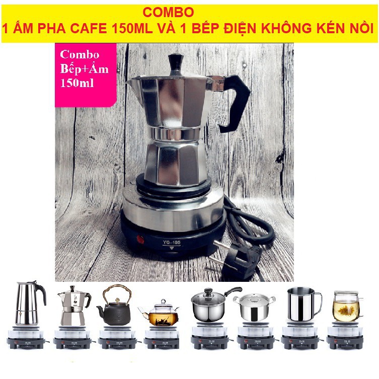 COMBO ITALIAN STYLE CAFE KETTLE 150ml 3 cups, moka pot express coffee ...