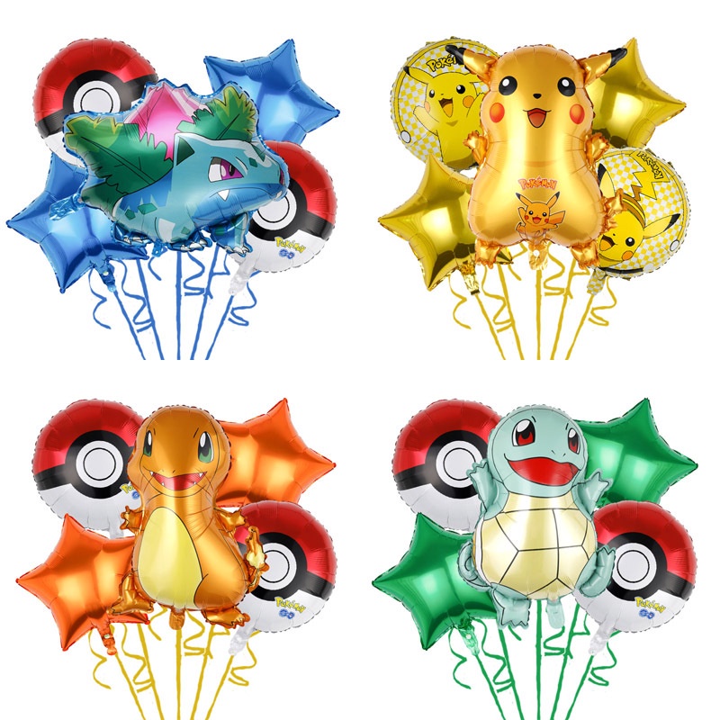 [SG] Pokemon Cartoon Foil Balloons Pokeball Pikachu Squirtle Bulbasaur ...