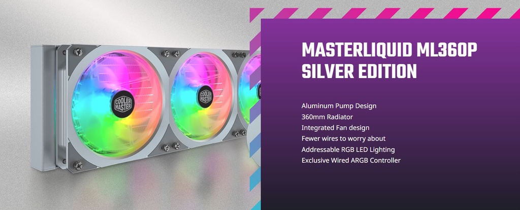 Cooler Master MasterLiquid ML360P Silver Edition ARGB AIO CPU Liquid Cooler (5 YEARS WARRANTY BY ...
