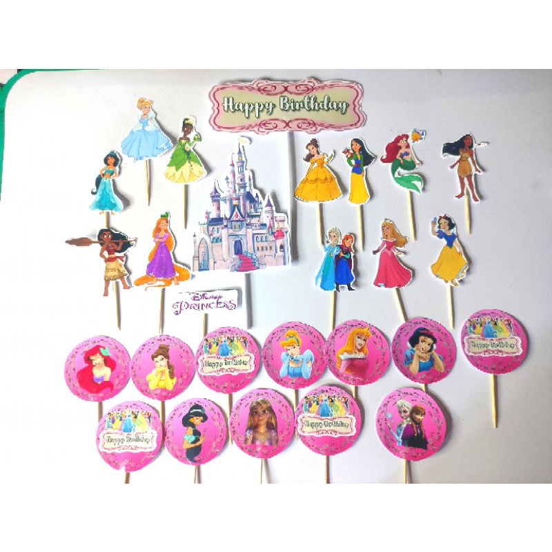 Disney Princess Cake & Cupcake Topper Set (27pcs) // (15pcs) // (12pcs ...