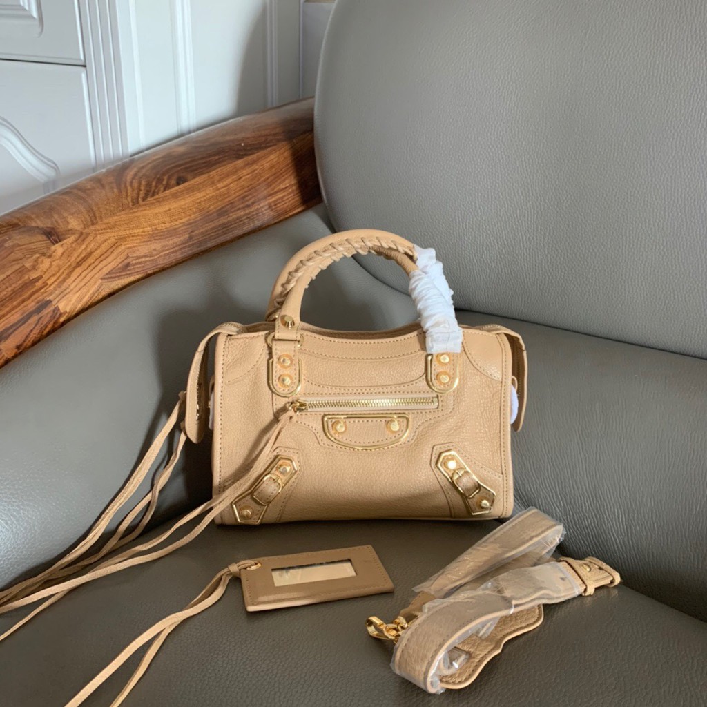 women's bag Goat skin Leather Handbag Tassel Rivet Shoulder Crossbody ...