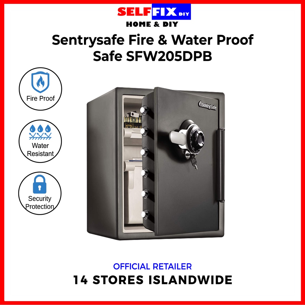 SentrySafe Fire and Water Proof Safe SFW205DPB Sentry Safe box Safebox ...
