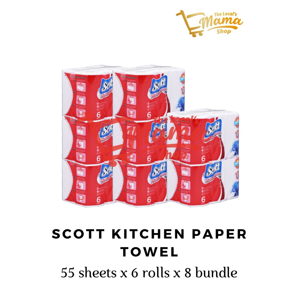 [Carton] 48 Rolls x 2 Ply x 52 sheets | Scott Kitchen Paper Towel Rolls ...