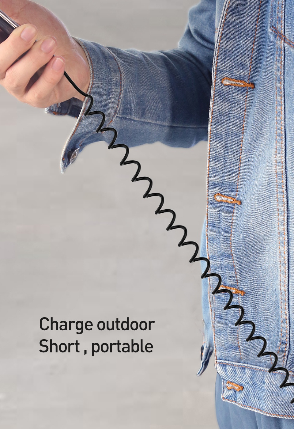 6A 3 in 1 USB Cable Micro USB Type C Fast Charger Spring Charging Data ...