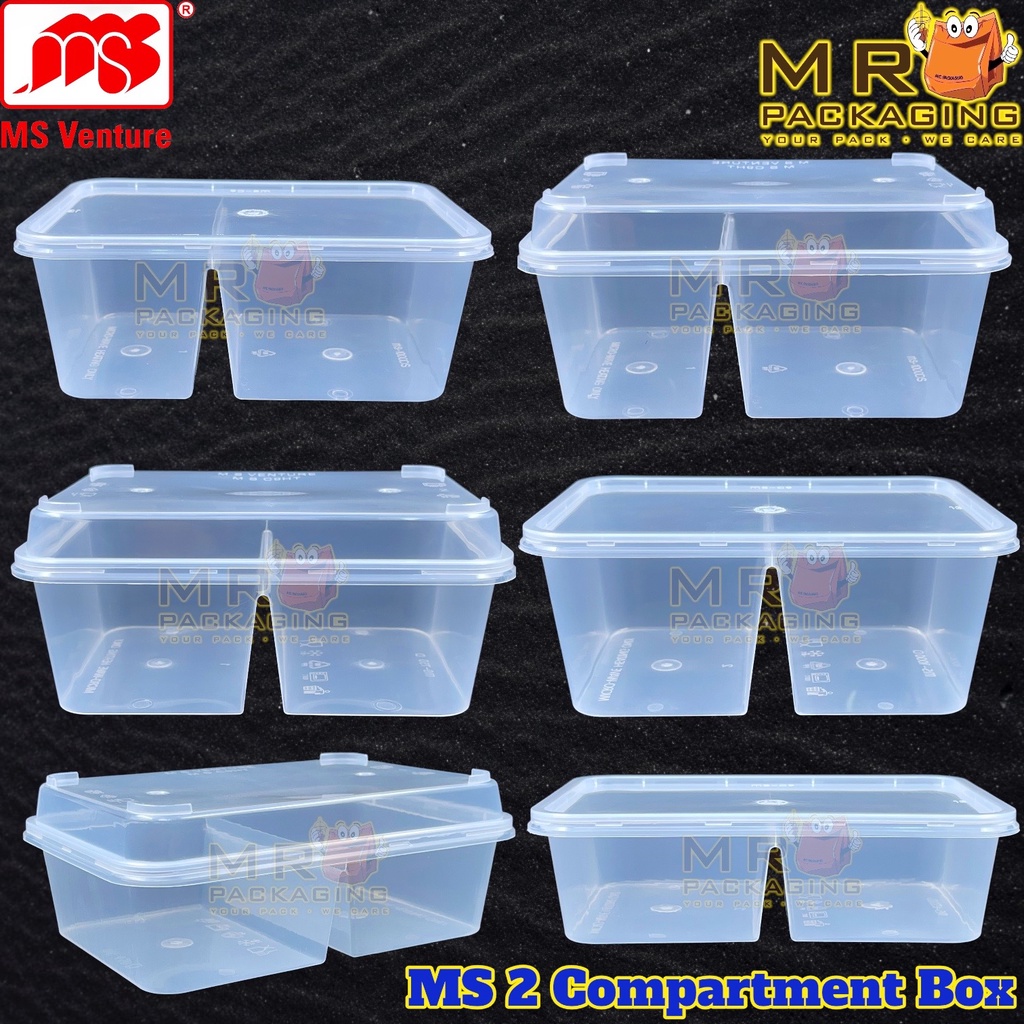 MS 750D 1000D 750DS 1000DS 2 Compartment Container & Lid ( 50pcs± ) PP ...