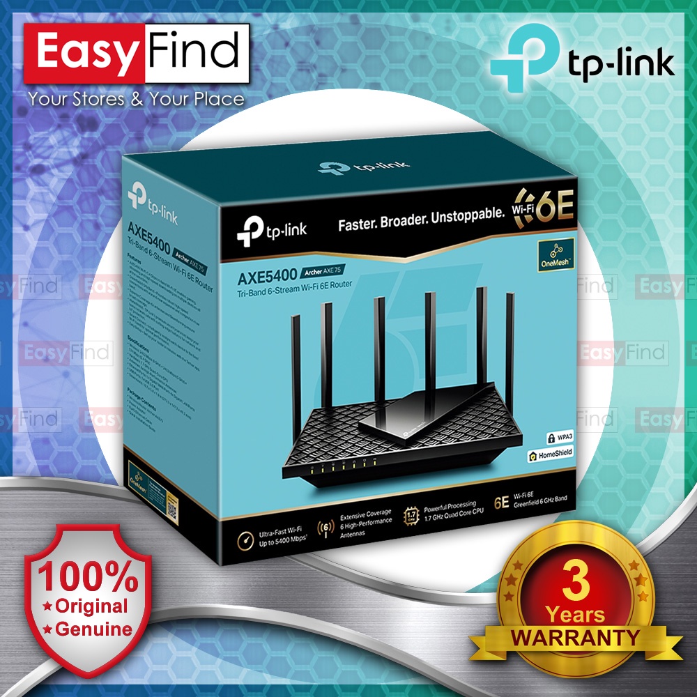 TP Link Archer AXE75 AXE5400 Tri-Band Gigabit Wi-Fi 6E Router | Shopee ...