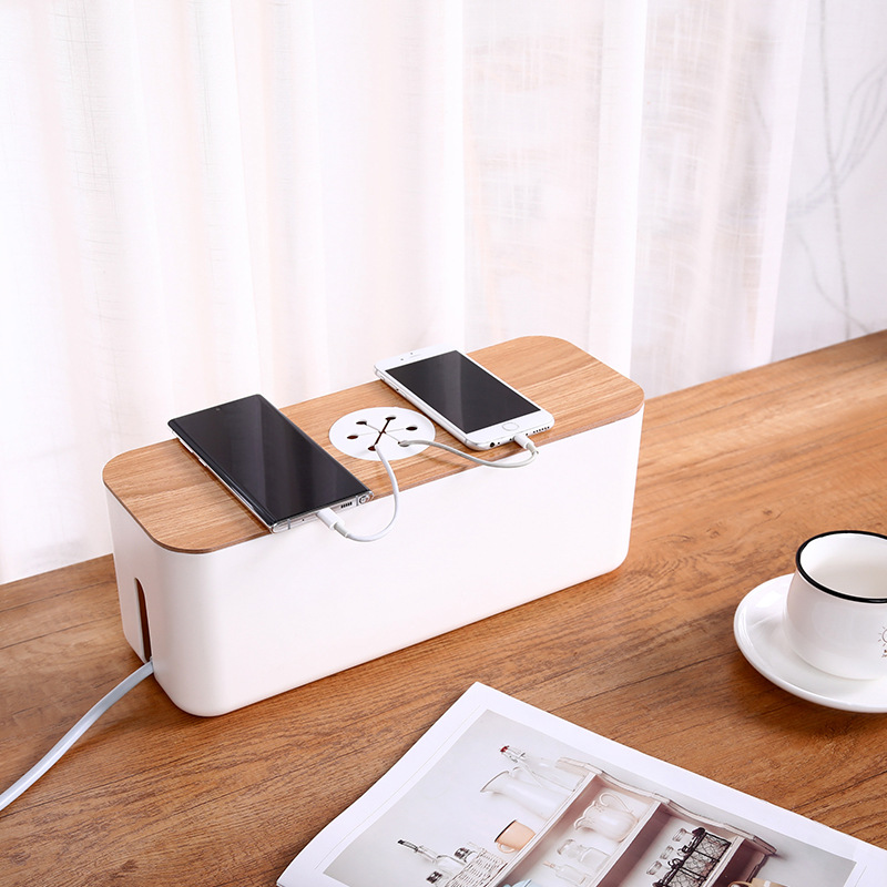 EISHO Cable Management Box Small White Cable Organizer Box for ...