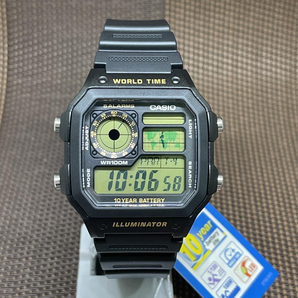 [Original] Casio AE-1200WH-1B Digital Light Stopwatch Black Resin Watch | Shopee Singapore