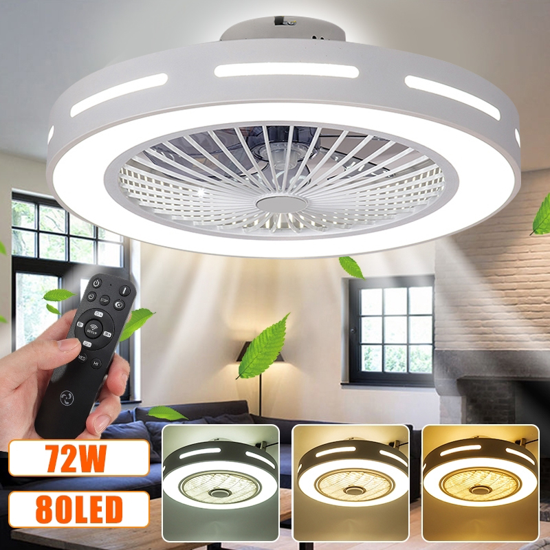 Modern Trendy LED Ceiling fans lights + 3 colors Lighting&3 gear wind ...