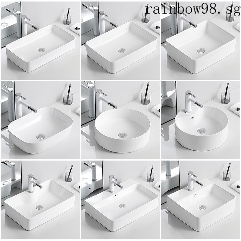 Countertop Basin Rectangular Round Washbasin Single Balcony Ceramic ...
