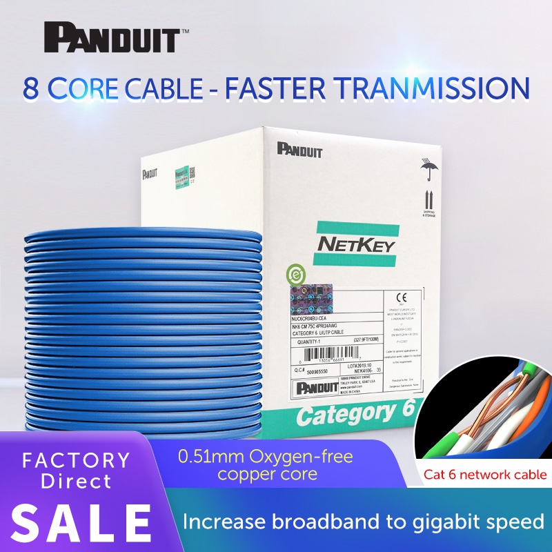Panduit Cat6 UTP 24AWG 4-Pair Copper Cable, Blue (NUC6C04BU) | Shopee ...