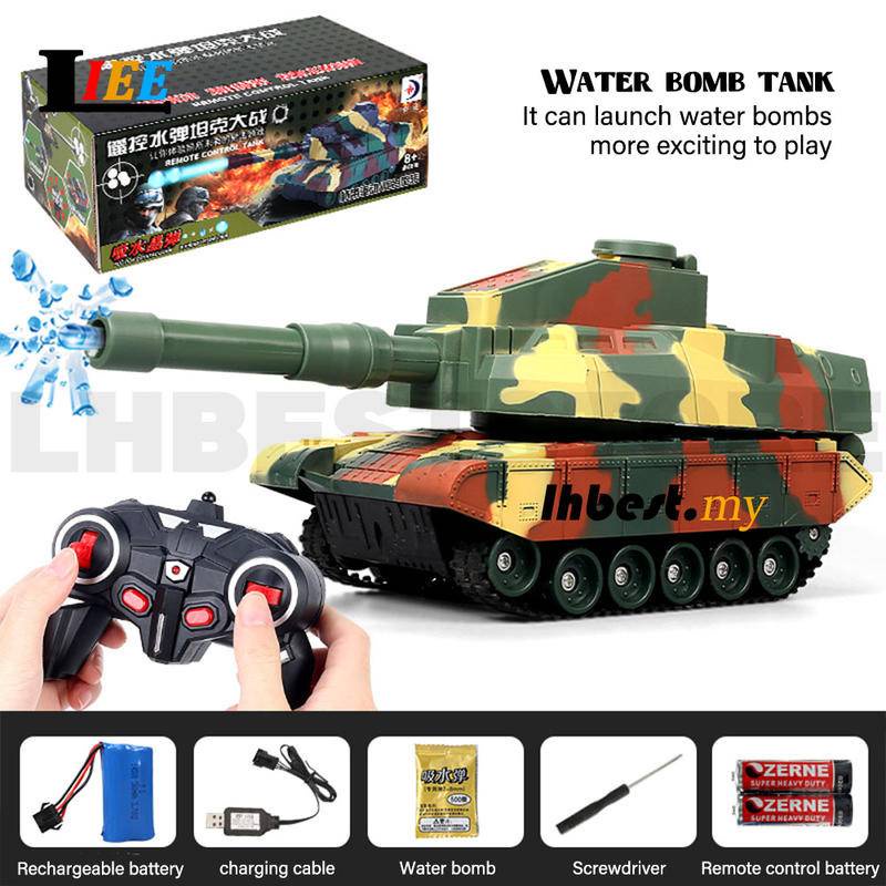 RC Remote Control Military Tank Car Toy Vehicle Water Bomb Lighting Off ...