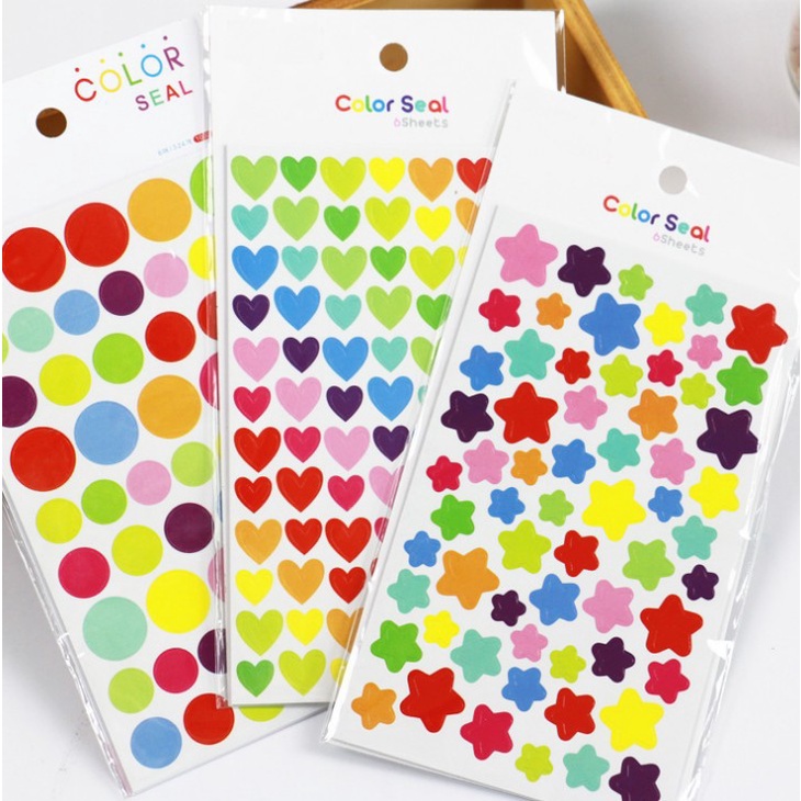 Korean Creative Color Stickers Round Love Five-pointed Star Decoration ...