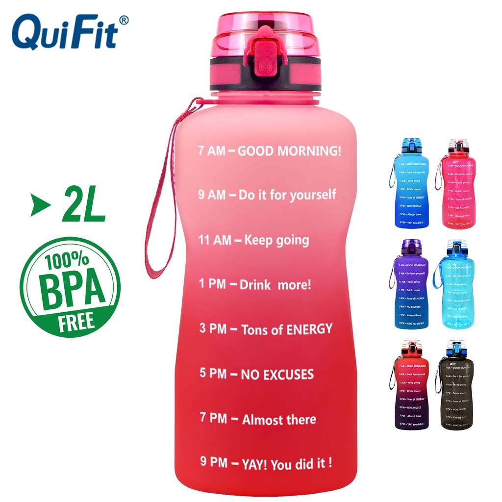 QuiFit 2L Water Bottle For Bpa Free Tritan Outdoor Sport Gym Fitness ...