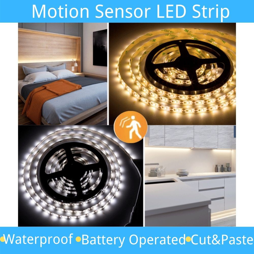 LED Strip Motion Sensor Battery Operated Waterproof Night Light for ...