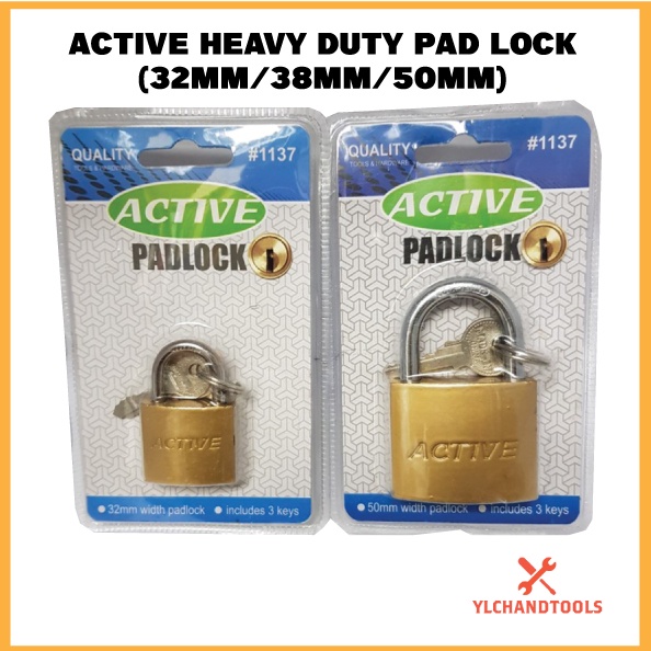 ACTIVE HEAVY DUTY PAD LOCK WITH BRASS CYLINDER ( 32MM,38MM,50MM ...