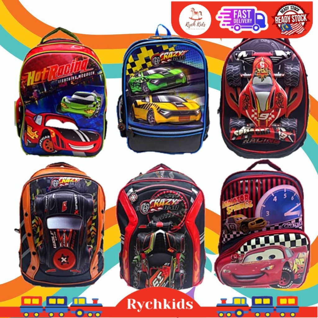 Kid Car Bag Racing Car Backpack Kid Bag School Beg Sekolah Baby Boy ...