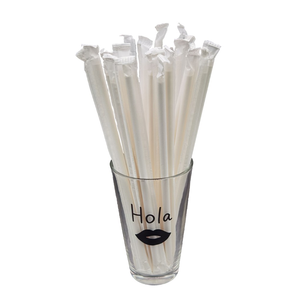 100Pcs Single Packaging Biodegradable Paper Straws | White | Shopee ...