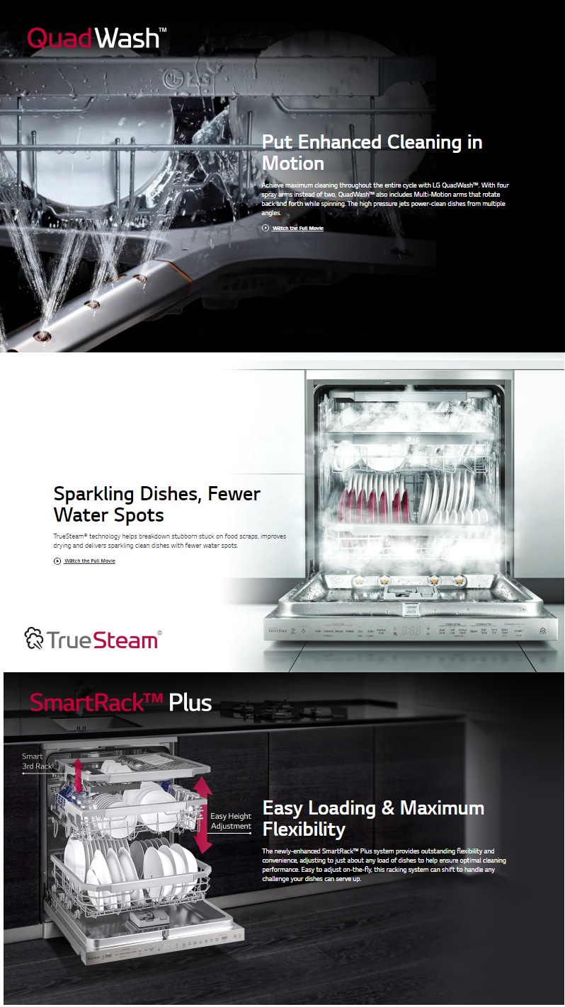 LG DFB325HS SILVER THINQ TOP CONTROL FREE-STANDING DISHWASHER WITH ...