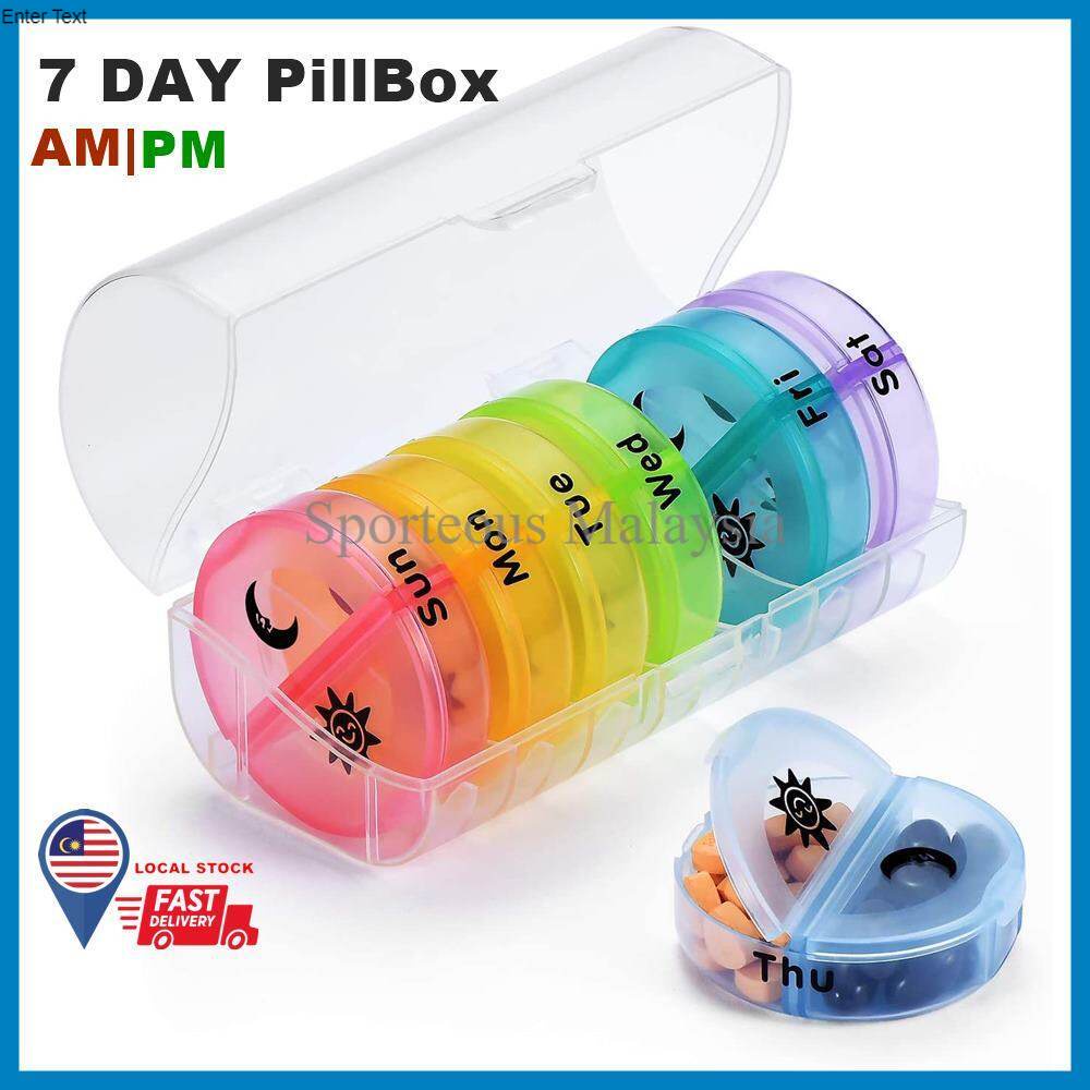 Weekly Pill Box Organizer 7 Day 2 Times a Day am pm Medicine Box Bekas ...