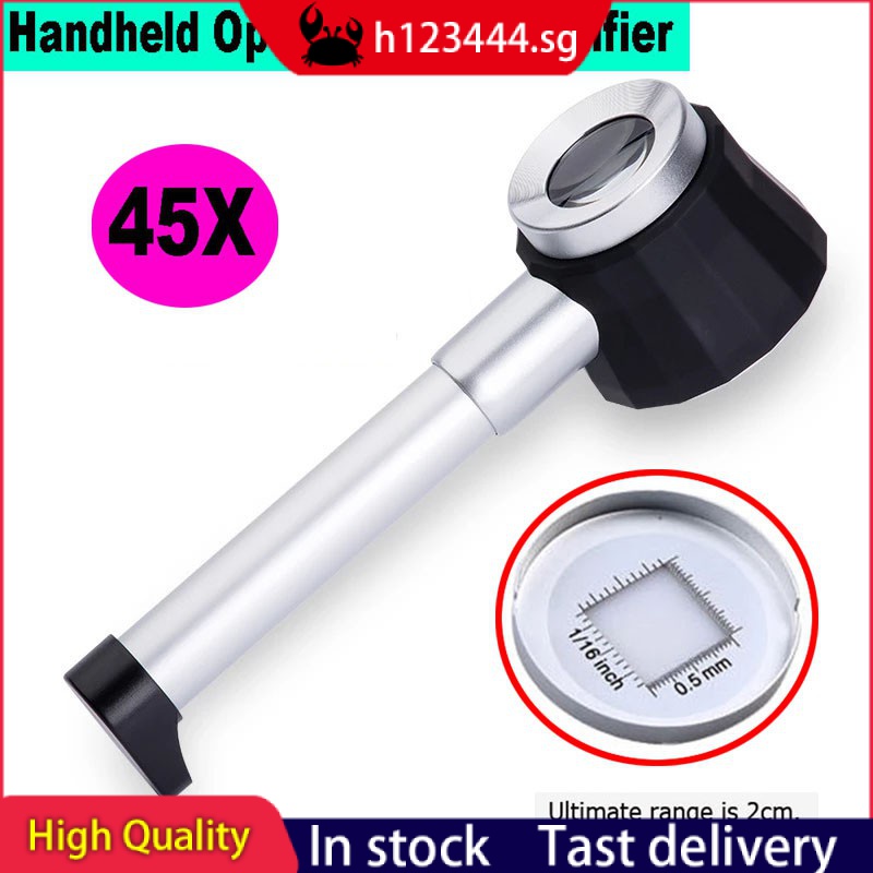 45x handheld magnifying glass with 3 LED lights and scale K9 optical ...