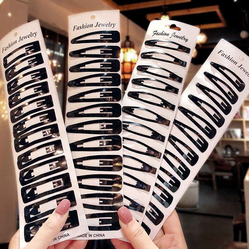 10 Pcs/set Black Series Set Hair Clip Popular Alloy Bangs Bb Clip Women ...