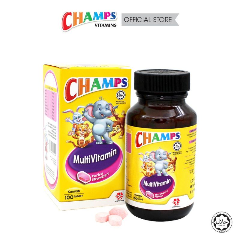 Champs MULTIVITAMIN 100's Tablets Halal Vitamin C Children Kanak Kanak ...