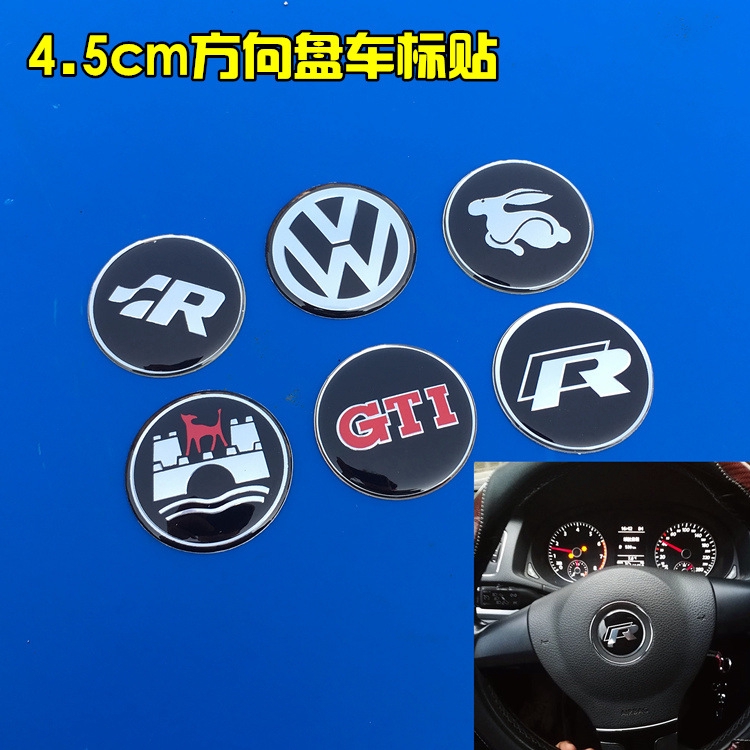 45mm Steering Wheel Label Sticker Suitable For VW logo Rabbit GR GTI R ...