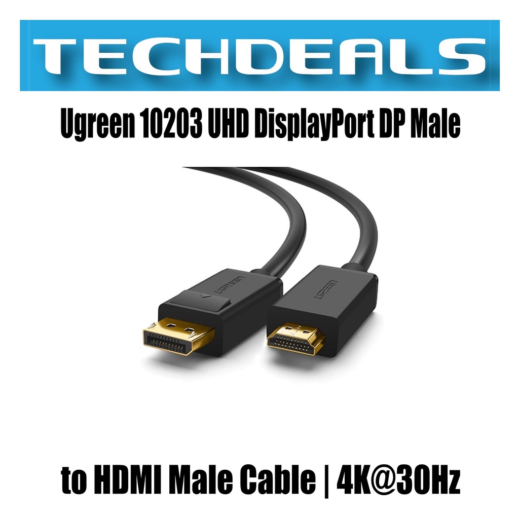 Ugreen UHD DisplayPort DP Male to HDMI Male Cable - 4K@30Hz |10202 2 meter | 10203 3Meters ...