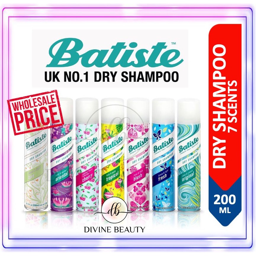 BATISTE Dry Shampoo Spray 200ml | UK NO 1 ORIGINAL FRESH SCENT SULFATE ...