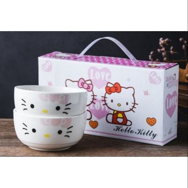 Hello Kitty Ceramic Bowl Set for 2 (饭碗2件套) | Shopee Singapore