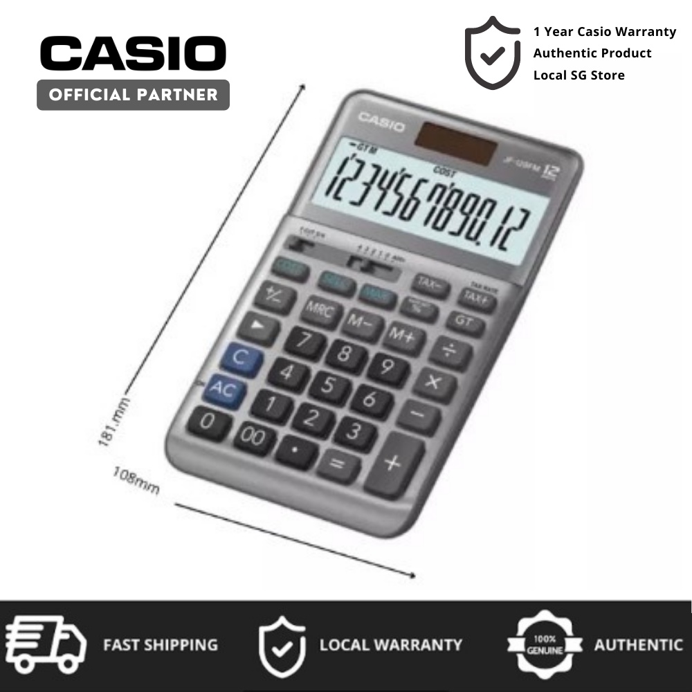 Casio Calculator 12 Digits JF-120FM with Extra Large Display Tax and ...