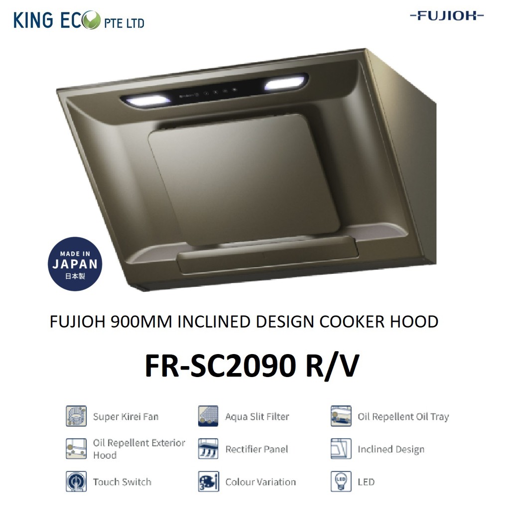 FUJIOH 900MM INCLINED DESIGN COOKER HOOD FR-SC2090 R/V | Shopee Singapore
