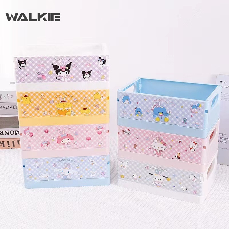 WALKIE PINK Sanrioed Kawaii Cartoon Print Foldable Desktop Storage Box ...