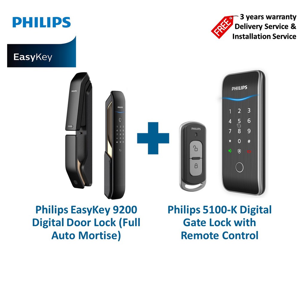 Bundle Deal Philips EasyKey 9200 Digital Door Lock & EasyKey 5100-K ...