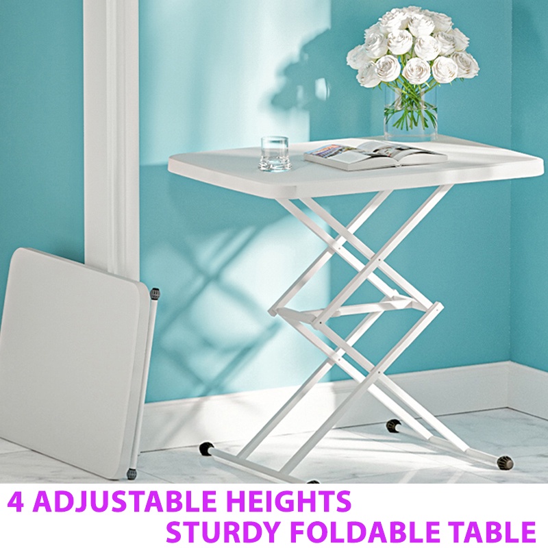 4 Adjustable Heights - Sturdy HDPE Folding Foldable Portable Table ...