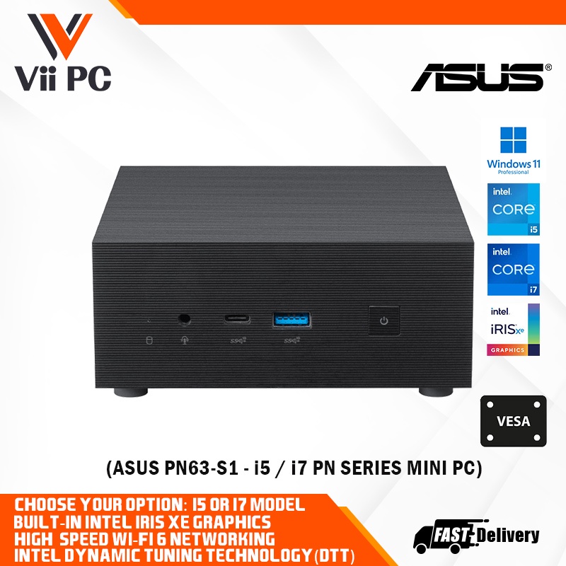 ASUS PN63-S1, i5 / i7 Ultracompact Mini PC, iRIS XE GRAPHICS, 512GB M.2 ...
