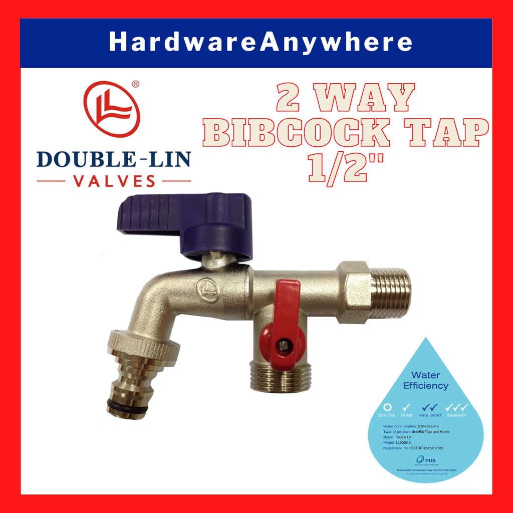 2 Way Garden Tap Ball Valve Faucet Handle with lock BibCock 1/2 ...