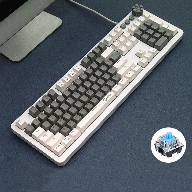 Aoyeah K169 Blue Switch mechanical keyboard with integrated volume knob ...