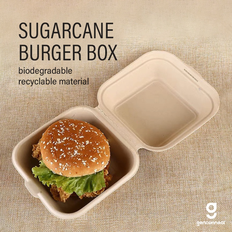 10/50/100PCS! 6inch Clamshell Burger Box Sugar Cane Pulp sugarcane ...
