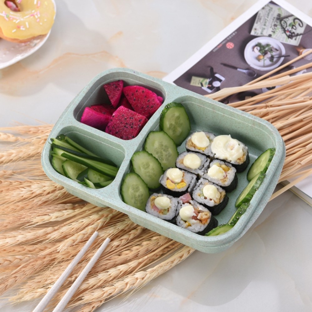 {SG} Eco Friendly Wheat Straw Lunch Box Bento Lunch Box 1000ml ...