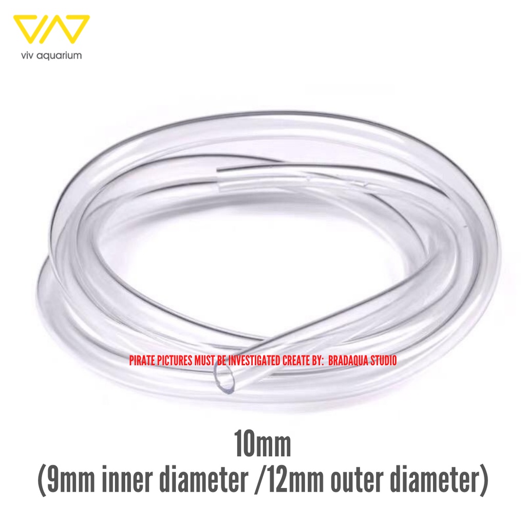 VIV Aquarium Hose Water Pipe Clear Hose High Quality 9/12mm, 12/16mm ...