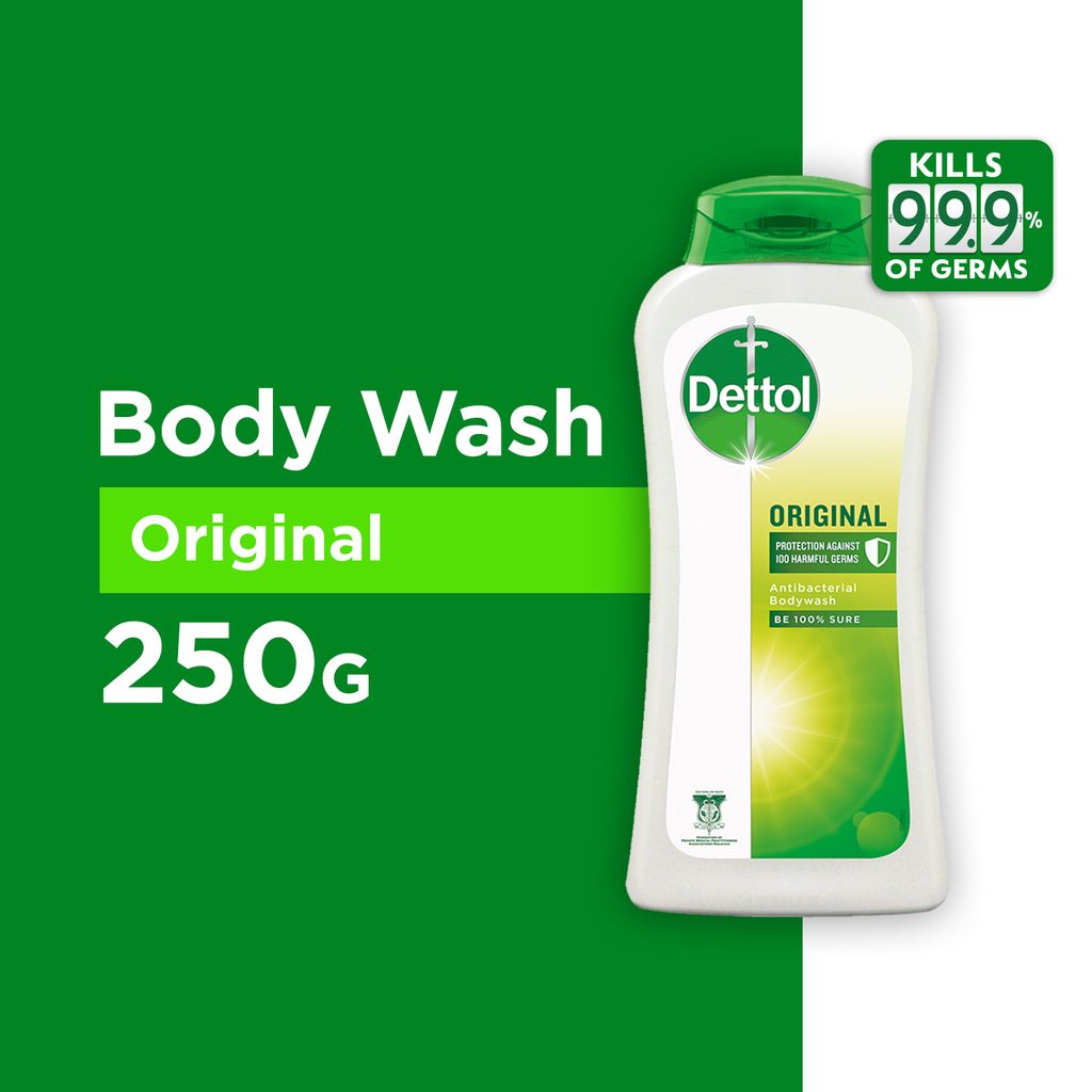 Dettol Original Antibacterial Body Wash, 12 HR Protective Shield, 250g ...