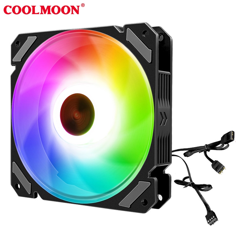 COOLMOON 120mm PWM ARGB PC Case Fan Quiet 4 Pin Addressable RGB Cooling ...