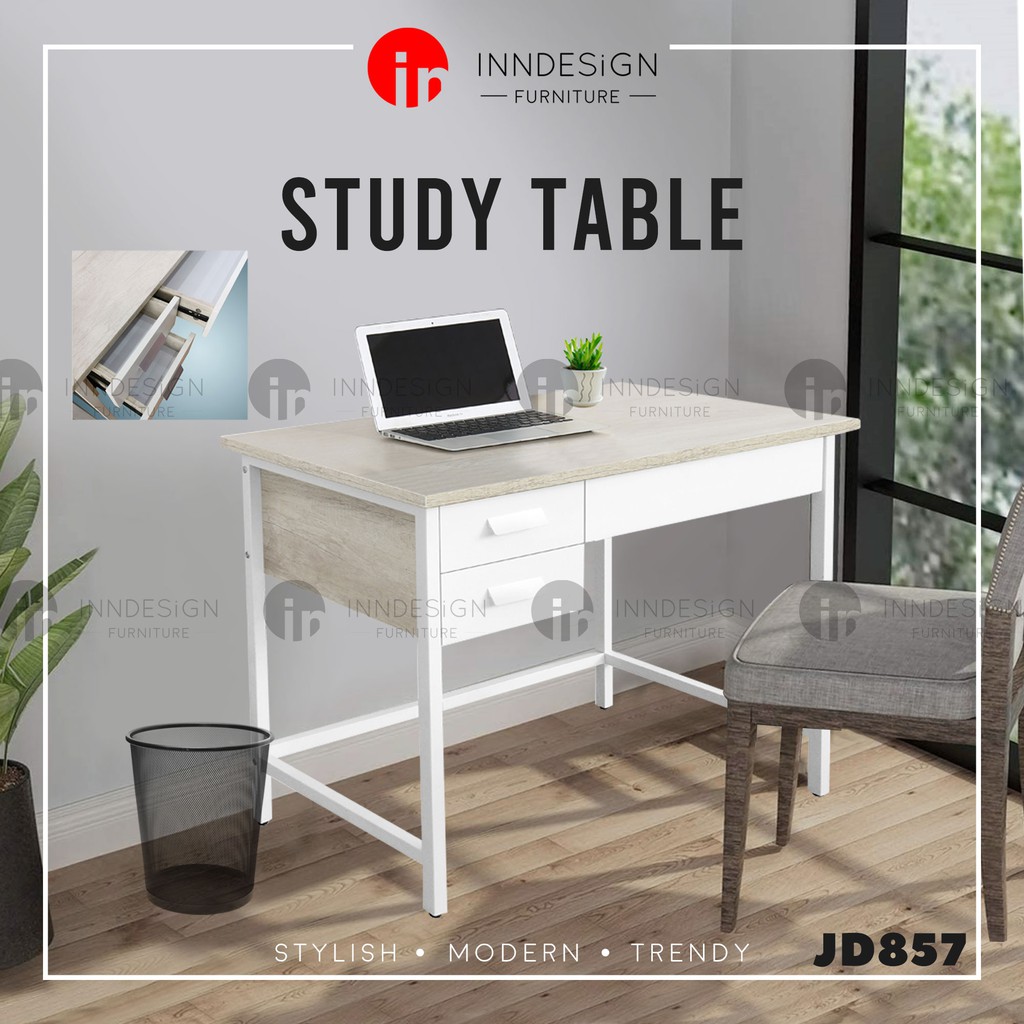 [LOCAL SELLER] Jardon Study Table / Study Desk With Metal Leg | Shopee ...