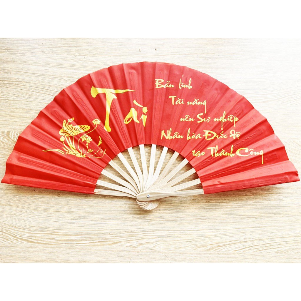 Silk folding fan, writing traditional Vietnamese calligraphy, 32cm long ...