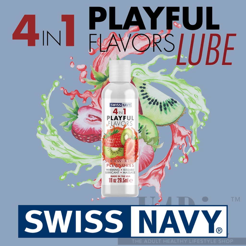 Swiss Navy 4 In 1 Playful Flavors Strawberry/Kiwi Pleasure Water Based ...