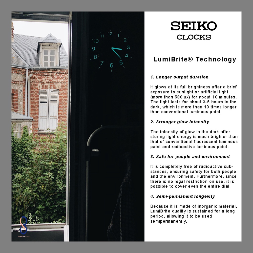 Seiko Full Dial LumiBrite Wall Clock (Grow in the Dark Series) - QXA629 ...